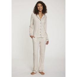 Vivance Dreams Pyjama braun Gr. 44/46 f&uuml;r Damen. Mit V-Ausschnitt. Bequem