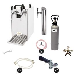 ich-zapfe Untertheken Komplett Set - Zapfanlage, Bierzapfanlage - Kontakt 40 2-leitig Trockenk&uuml;hler, Durchlaufk&uuml;hler 50 Liter/h, inkl. Schanks&auml;ule, Green Line
