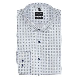 OLYMP Hemd "No 6" - Super Slim - in Weiß/ Blau - 76% | Größe 38 | Herren-plussize