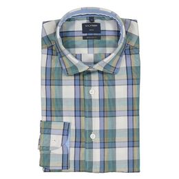 OLYMP Hemd "Casual" - Regular fit - in Gr&uuml;n/ Hellblau/ Creme - 74% | Gr&ouml;&szlig;e S | Herren-plussize