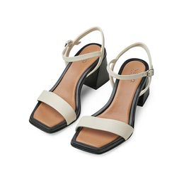 Tamaris Leder-Sandalen in Creme - 72% | Größe 37 | Damen-sandalen