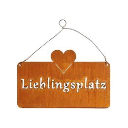 POSIWIO H&auml;ngeschild ''Lieblingsplatz'' in Orange - (L)16 x (B)25 cm - 16% | Wanddekoration