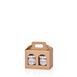 50 x Geschenkbox mit Henkel "Gourmet Duo Natur" 170 x 80 x 120 mm