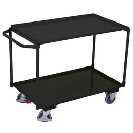VARIOfit Tischwagen mit 2 Etagen, Wannen verschraubt, Rand 25 mm + EasySTOP - Anthrazitgrau