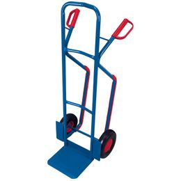 VARIOfit Stahlrohr-Sackkarre 250 kg pannensicher mit Kunstoffgleitkufen - Enzianblau