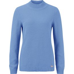 CR&Eacute;ATION L Damen Langarm-Pullover im Perlfangmuster mittelblau Gr&ouml;&szlig;e 54