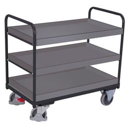 VARIOfit Etagenwagen mit 3 Tabletts 250 kg Traglast Typ XL + EasySTOP - Anthrazitgrau