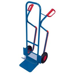 VARIOfit Stahlrohr-Stapelkarre 200 kg mit Klappschaufel und Gleitkufen (L) - Enzianblau