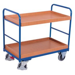 VARIOfit Etagenwagen mit 2 Tabletts 250 kg Traglast Typ XL + EasySTOP - Enzianblau