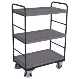 VARIOfit Etagenwagen hoch mit 3 Tabletts 250 kg Traglast Typ S + EasySTOP - Anthrazitgrau