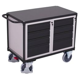 VARIOfit Werkstattwagen mit 8 Schubladen + EasySTOP - Anthrazitgrau