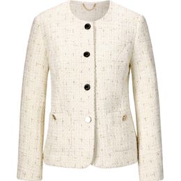 CREATION L PREMIUM Damen Boucl&eacute;-Blazer mit 30% Wolle ecru Gr&ouml;&szlig;e 36