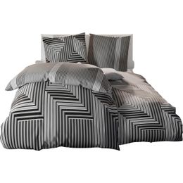 Kaeppel unisex Bettwäsche schwarz-grau-bedruckt Größe 40x80/135x200 cm