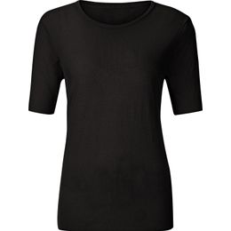 CR&Eacute;ATION L Damen Twin-Set mit gerippten Abschl&uuml;ssen schwarz Gr&ouml;&szlig;e 38