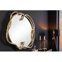 Riess Ambiente Dekorativer Spiegel SNAKE L 50cm gold Metall Schlangen-Skulptur Riess-Ambiente rund Glamour Retro