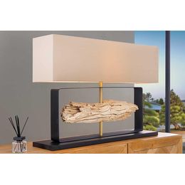 Riess Ambiente Handgefertigte Tischlampe ROUSILIQUE 80cm natur Eisenholz beige mit Lampenschirm Riess-Ambiente