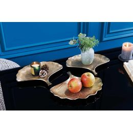 Riess Ambiente Dekoratives Schalen 3er Set GINKGO 30cm gold handmade Metall Riess-Ambiente Glamour Boheme