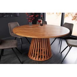 Riess Ambiente Runder Esstisch MAISON JADE 140cm natur Akazie Massivholz Säulenfuß Riess-Ambiente Esszimmertisch 6 Personen