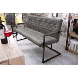 Riess Ambiente Industrial Freischwinger Bank LOFT 160cm vintage grau mit Armlehne Riess-Ambiente