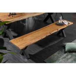 Riess Ambiente Massive Baumstamm Bank MAMMUT NATURE 160cm Akazienholz 3,5cm dicke Platte Riess-Ambiente
