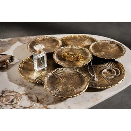 Riess Ambiente Handgefertigte XXL Deko Schale ABSTRACT LEAF 45cm gold Metall Aluminium Schmuckablage Riess-Ambiente rund Glamour