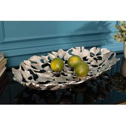 Riess Ambiente Dekorative Schale GINKGO LEAFS 50cm silber handmade Metall Riess-Ambiente Glamour Boheme