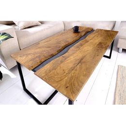 Riess Ambiente Massiver Couchtisch AMAZONAS 110cm Mangoholz Metall schwarz Baumkante Honey Finish Baumtisch Riess-Ambiente Sofatisch Wohnzimmertisch rechteckig...