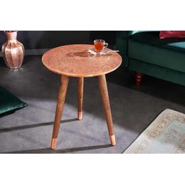 Riess Ambiente Design Beistelltisch ALCAZAR 50cm antik kupfer Metall Mangoholz Handarbeit rund Riess-Ambiente Orientalisch Vintage