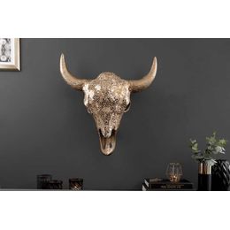 Riess Ambiente Eleganter Stierkopf MATADOR 56cm gold mit Mosaik-Besatz Wanddekoration Riess-Ambiente Glamour Kolonial