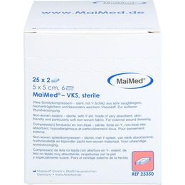 MaiMed VLIES-SCHLITZKOMPRESSEN steril 5x5 cm 6fach 25X2 St