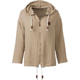 CR&Eacute;ATION L Damen Blusenjacke in Musselin-Qualit&auml;t beige Gr&ouml;&szlig;e 54