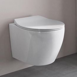 Hänge-WC Hänge-Toilette mit Tiefspüler inkl. Soft-Close Absenkautomatik weiß aus Keramik Wandmontage Aachen126
