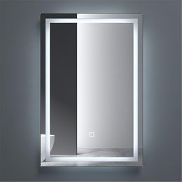 doporro Badspiegel-02 Led-Lichtspiegel 100x80cm mit Dimmen-Funktion Beschlagfreier Wandspiegel Touchbedienung 5mm Float-Glas-60cm-40cm