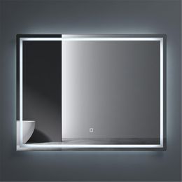 doporro Badspiegel-02 Led-Lichtspiegel 100x80cm mit Dimmen-Funktion Beschlagfreier Wandspiegel Touchbedienung 5mm Float-Glas-80cm-100cm