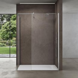 Duschwand Duschabtrennung Walk-In Dusche aus 2 festen Glaselementen mit Stabilisator aus Echtglas 8mm ESG-Sicherheitsglas Klarglas inkl. Nano 