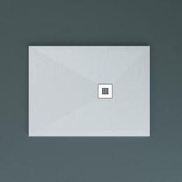 Design Duschtasse Duschwanne Mineralguss Brausewanne Superflach Massiv Ma-Wei&szlig; matt-80x80cm-mit