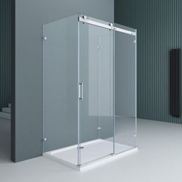Duschkabine Eckdusche Ravenna17-2UK rahmenlose Eckdusche 75x100 cm Dusche U-Form mit Schiebet&uuml;r