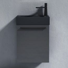 doporro Badezimmerschrank Badm&ouml;bel-Set in matt Anthrazit BxTxH: 46x26x63 cm Waschbeckenunterschrank mit Mineralguss-Waschbecken in matt Anthrazit 