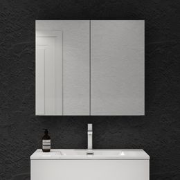 doporro Spiegelschrank Wandschrank mit Spiegel in matt wei&szlig; BxTxH 60x15x70 cm H&auml;ngeschrank Aufbewahrungsschrank f&uuml;r Badezimmer Spiegelschrank 02-70cm-