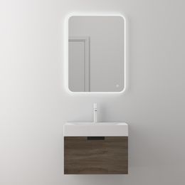 doporro Badm&ouml;bel-Set Waschbecken-unterschrank 60x45x48cm Design Badm&ouml;bel-Set in Eiche mit Soft-Close-Funktion inkl. Waschbecken ohne LED-Spiegel 
