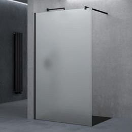 Duschwand Duschtrennwand Walk-In Dusche mit Stabilisator Bremen01VS schwarz aus Echtglas 8mm ESG-Sicherheitsglas Vollsatiniert inkl. Nano-mmbr3-120cm