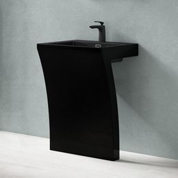 Standwaschbecken schwarz aus Gussmarmor Stand Waschtischsäule Waschbecken Col07