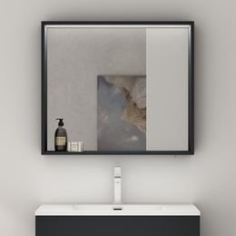 doporro Spiegelschrank Wandspiegel mit LED-Beleuchtung und Ablage Wandschrank in Matt Anthrazit aus Holz 60x12x70 cm Spiegelschrank 01-80cm-Matt 