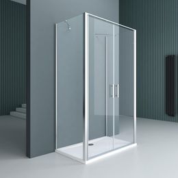 doporro Duschkabine 80x120x80cm Duschabtrennung zwei Dreht&uuml;ren 6mm ESG-Sicherheitsglas ohne Duschtasse Klarglas Ravenna50UK -80cm-120cm-80x120cm