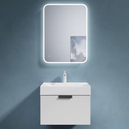 doporro Badm&ouml;bel-Set Waschbecken-unterschrank 60x45x48cm Design Badm&ouml;bel-Set in Eiche mit Soft-Close-Funktion inkl. Waschbecken ohne LED-Spiegel 