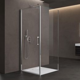 doporro Duschkabine U-Form 80x80x80 cm Ravenna36UK Duschabtrennung Dreht&uuml;ren mit Duschwanne 8mm ESG-Sicherheitsglas Klarglas inkl. Nano-Beschichtung-