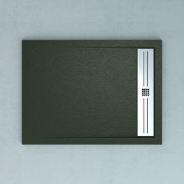 Design Duschtasse Duschwanne Mineralguss Brausewanne Superflach Massiv El-Moos-90x120-mit