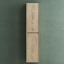 doporro Seitenschrank Badschrank Schmal Hochschrank Badezimmer Hängend Regal BHT ca: 35x30x160cm Midischrank in Kerneiche Rimo-Eiche Greige