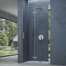 doporro Nischent&uuml;r Duschabtrennung 75x195 cm Duscht&uuml;r mit Faltt&uuml;r 8mm ESG-Sicherheitsglas Klarglas Duschwand schwarz inkl. Nano-Beschichtung Teramo37K
