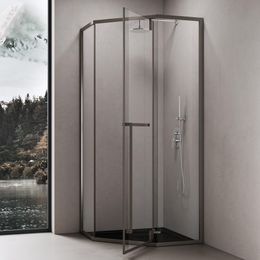 doporro F&uuml;nfeckdusche Duschkabine 80x80x200cm Duschabtrennung ESG-Sicherheitsglas Klarglas inkl. Nano-Beschichtung Rahmenkonstruktion aus Edelstahl 